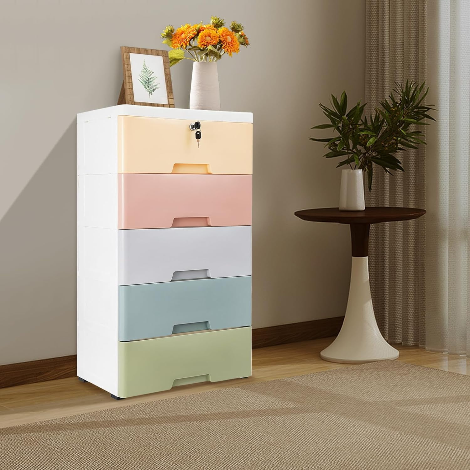 Storage Cabinet, 5 Layers Stackable Vertical Clothes Storage Tower ...