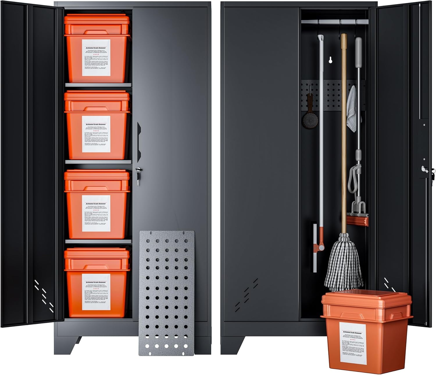 Storage Cabinet 61" H, Metal Tools Storage Cabinet with Lockable Doors ...