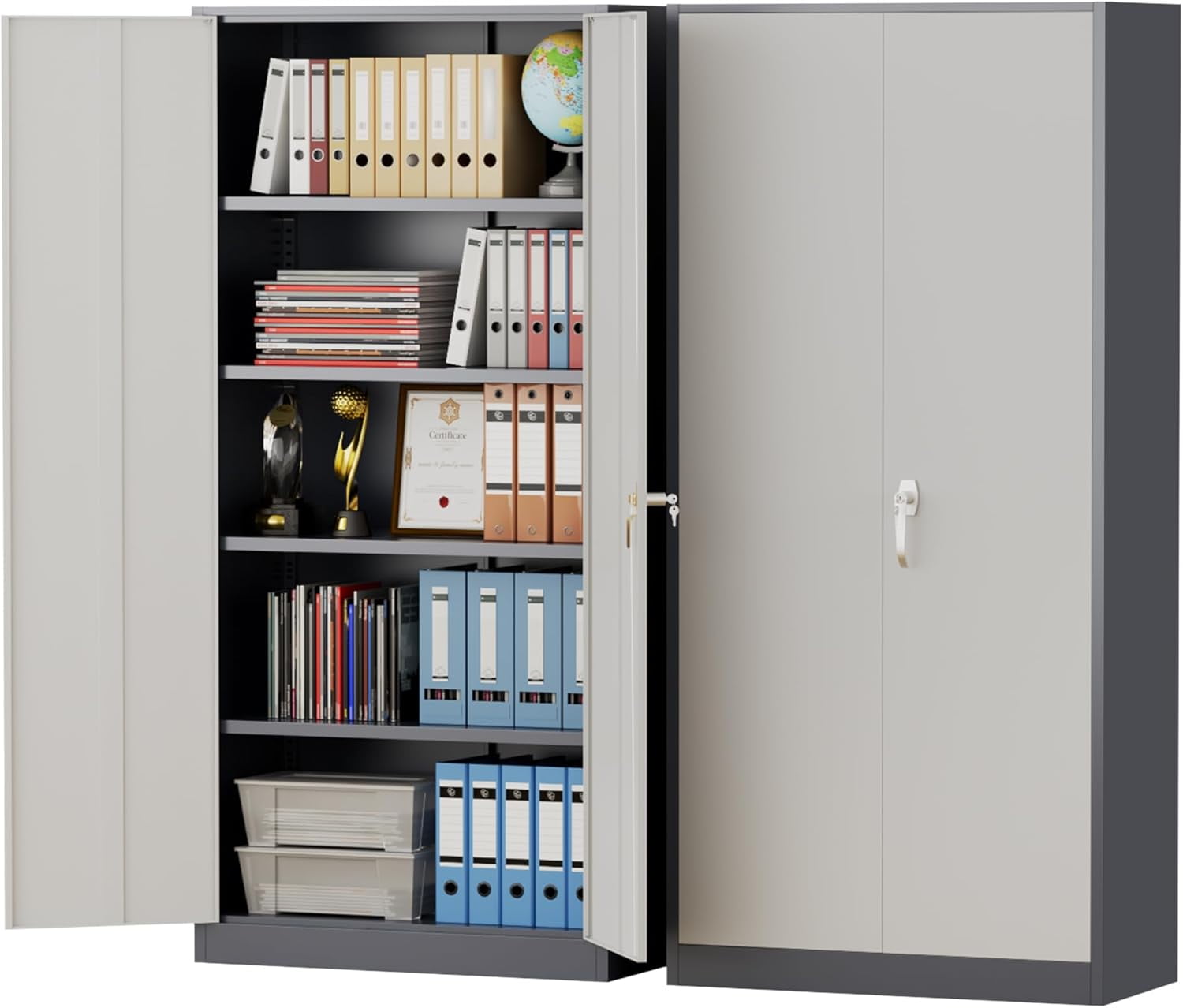 Storage Cabinet, 72" Garage Cabinet with Doors and Shelves Lockable ...