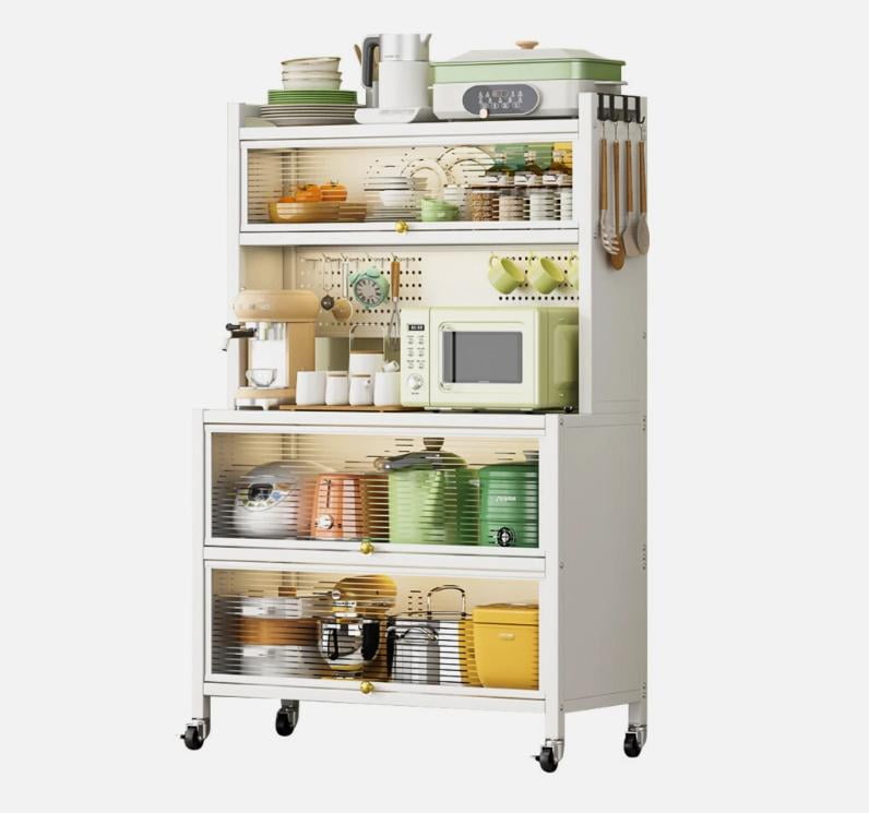 Storage Cabinet -Bakers Rack with Wheels, 250KG Capacity / Strong ...