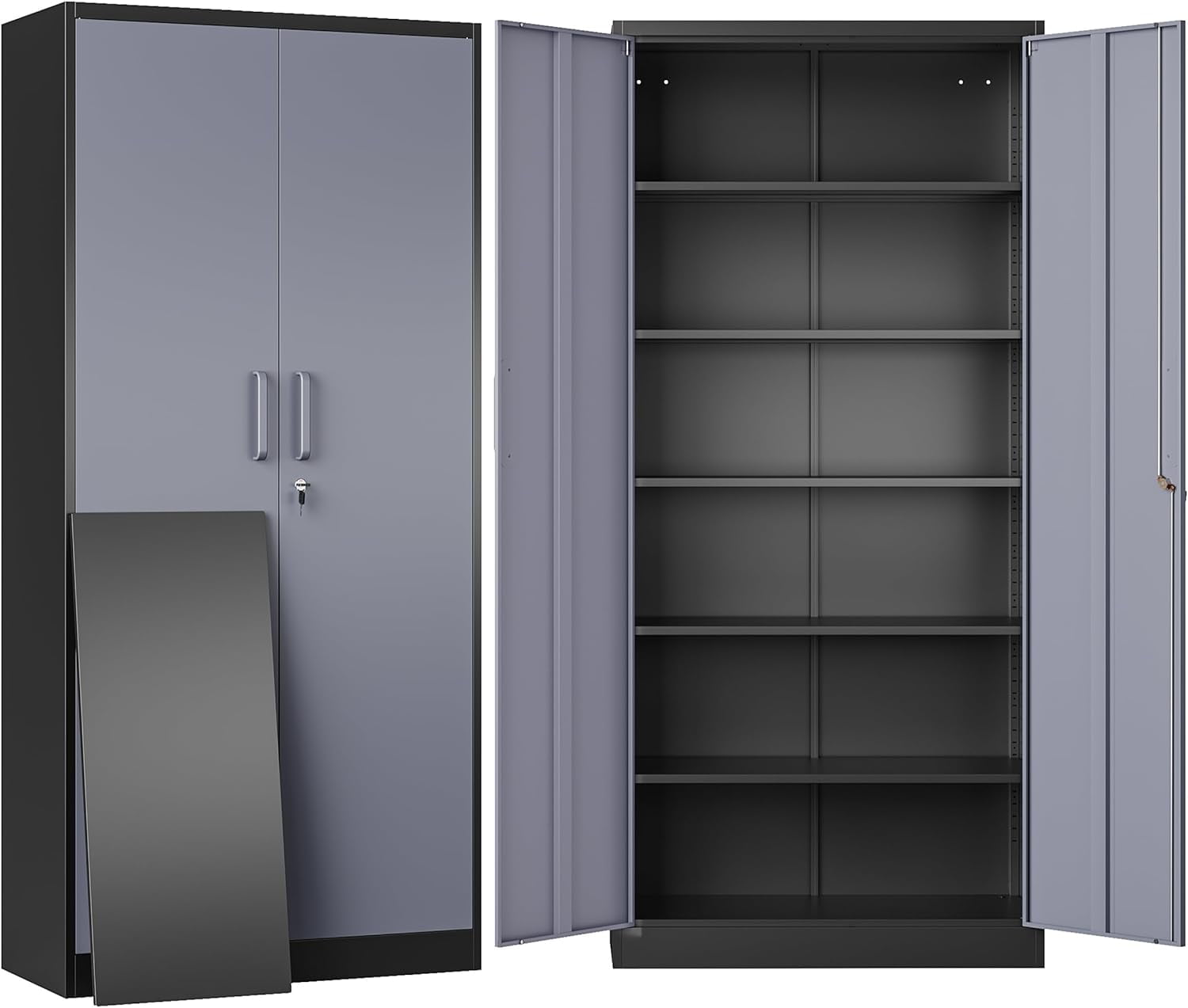 Storage Cabinet with Doors and Shelves,71" Metal Storage Cabinet with ...
