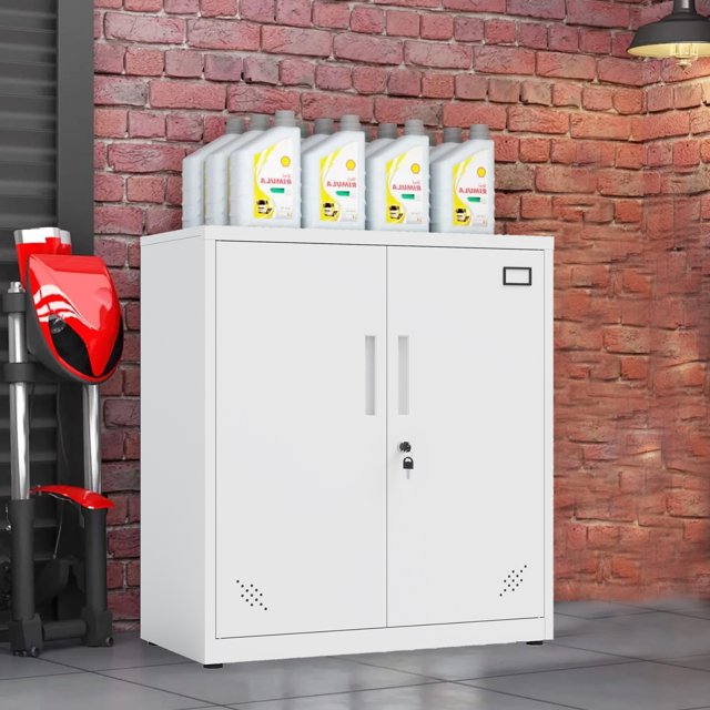 Storage Cabinet with Doors and Shelves, Seizeen Garage Metal Cabinet ...