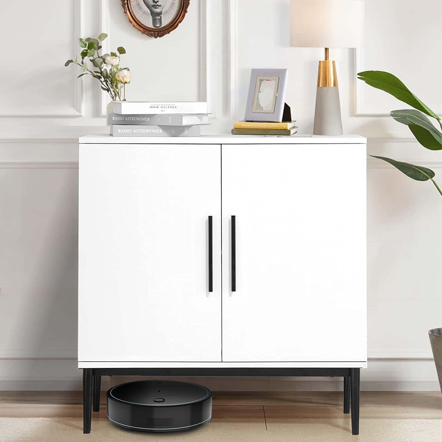 Storage Cabinet with Doors, White Accent Cabinet, Modern Free Standing ...