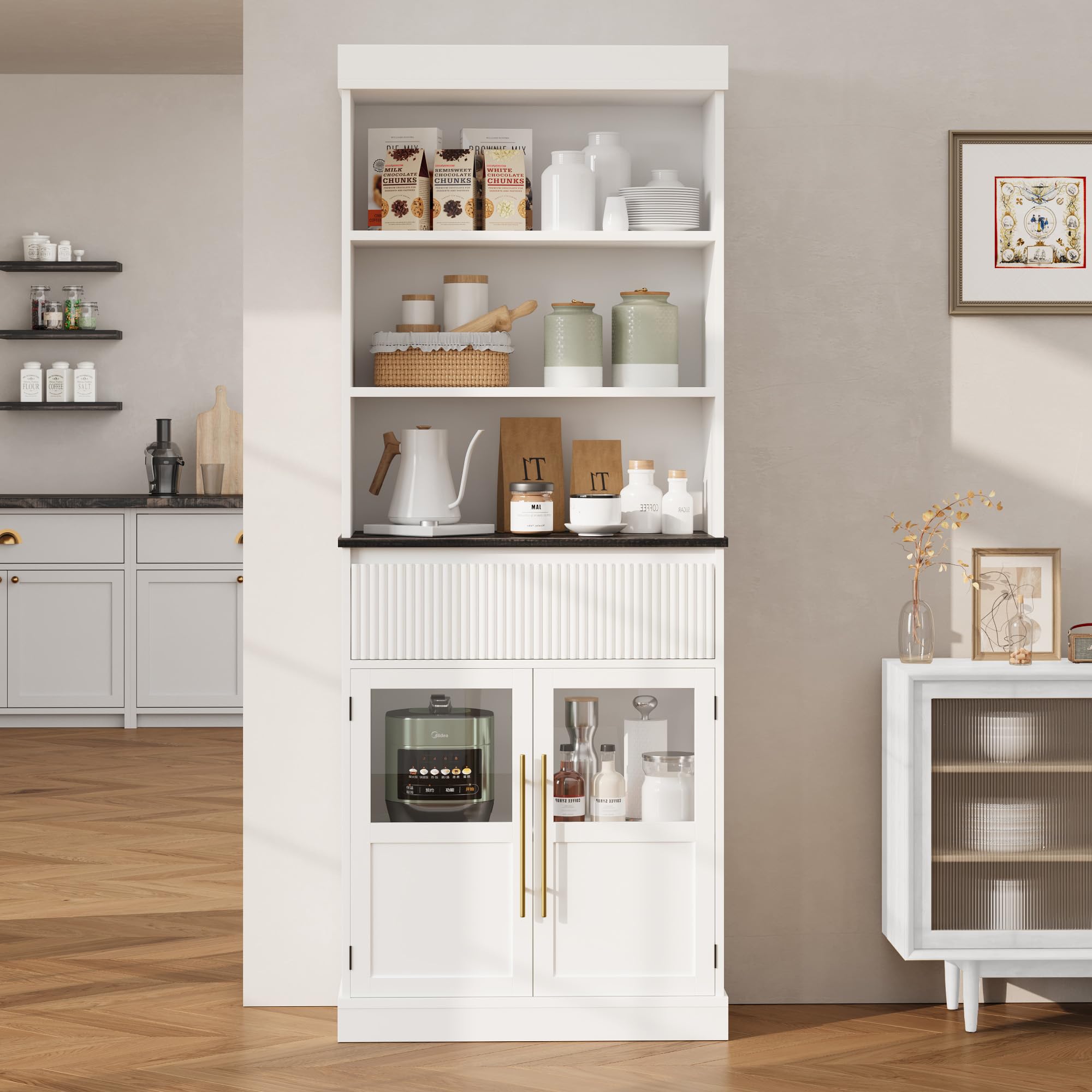 Storage Cabinet,Farmhouse Kitchen Pantry Cabinet,70" Tall Kitchen ...
