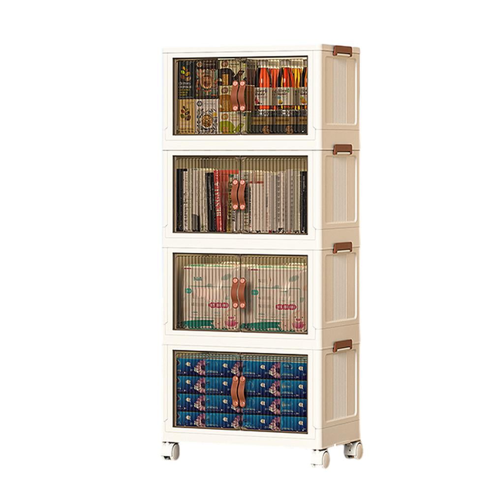 Storage Cabinet Folding Containers Box With Doors 4-Layer Dustproof ...