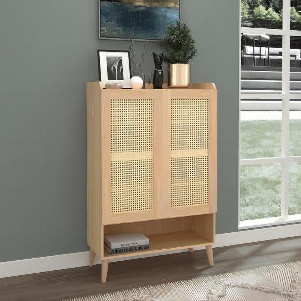 Storage Cabinet, Free Standing Console Sideboard Table with 2 Natural ...