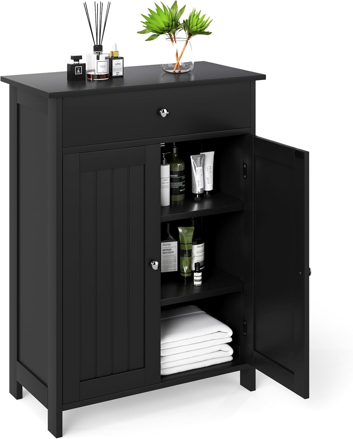 Storage Cabinet, Freestanding Bathroom Cabinet with 2 Doors, 1 Drawer ...
