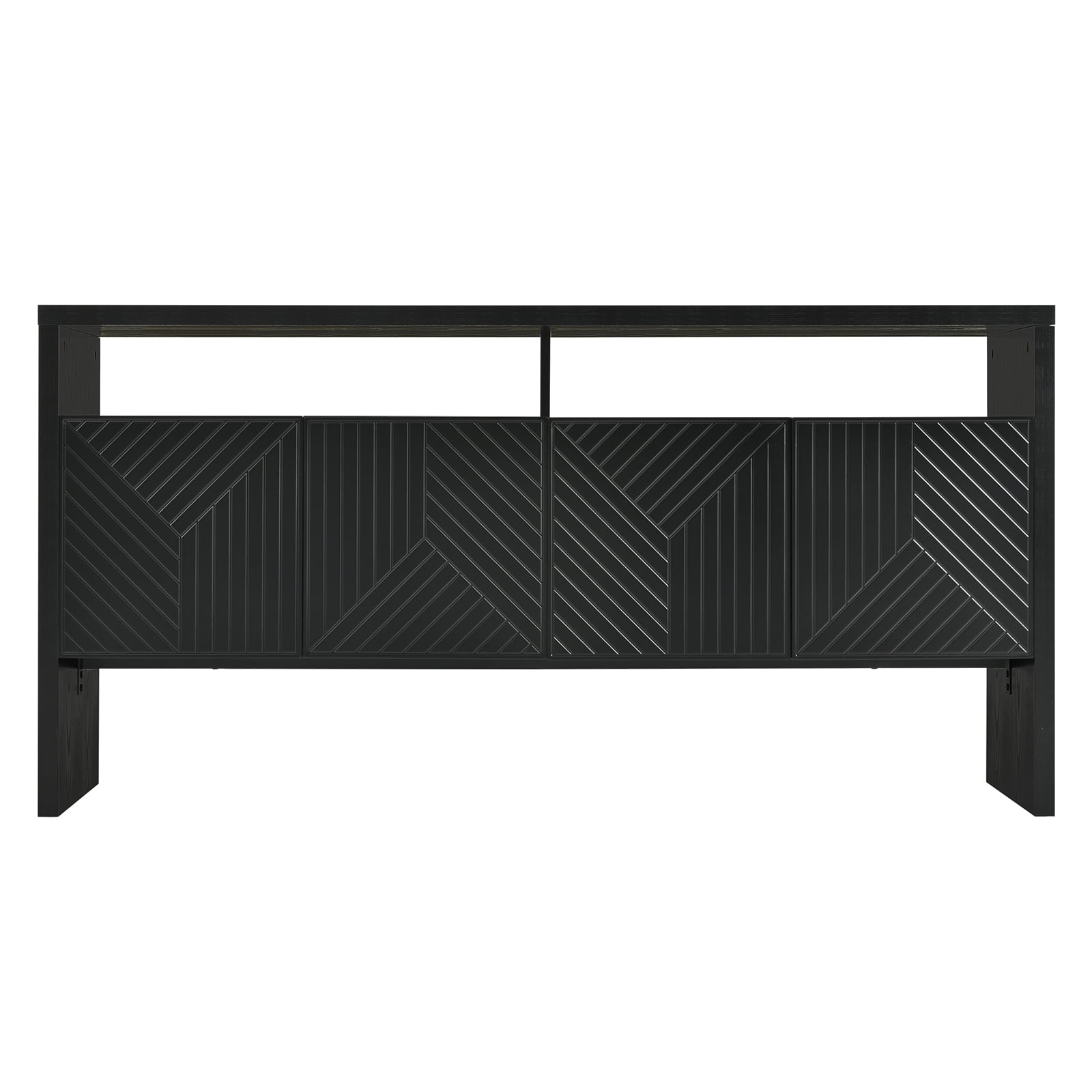 Storage Cabinet MDF Free Standing Chest With Double-Storey Tabletop ...