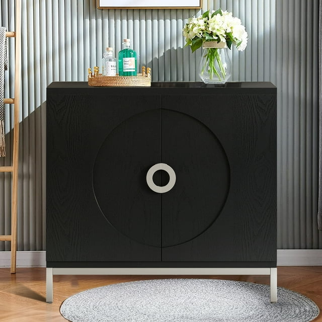 Storage Cabinet, Modern Console Table with Adjustable Shelves and Metal ...