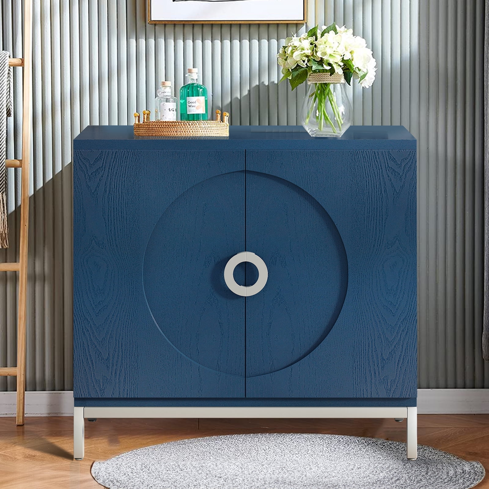 Storage Cabinet, Modern Console Table with Adjustable Shelves and Metal ...