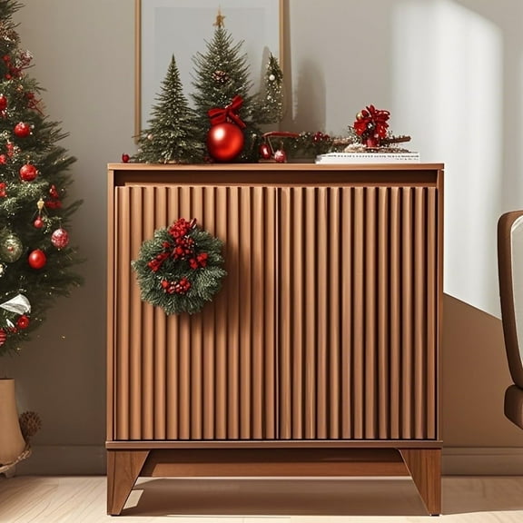 31” Sideboard Cabinet with Storage, Fluted Accent Cabinet with ...