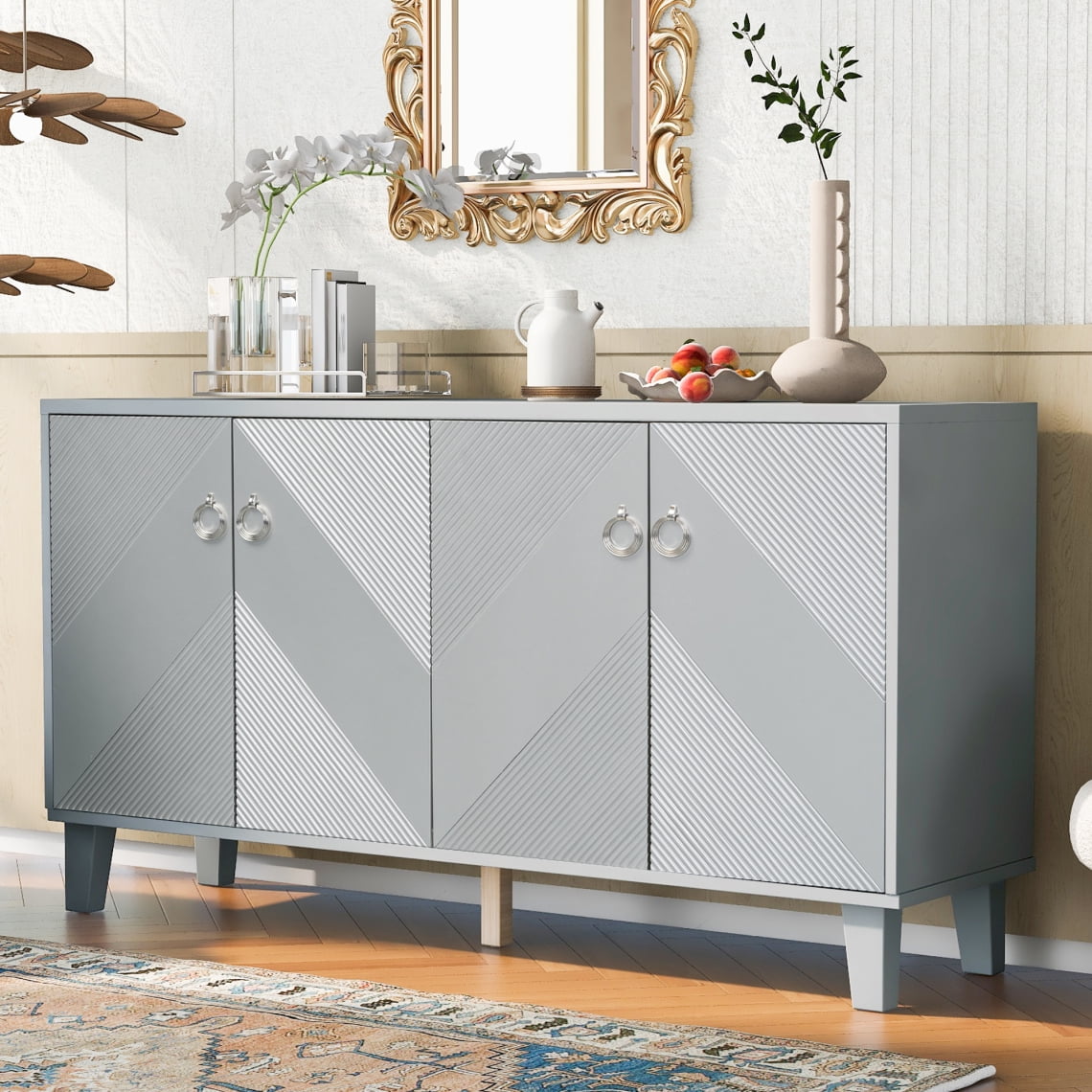 Storage Cabinet, Modern Farmhouse Entryway Accent Cabinet, Buffet ...