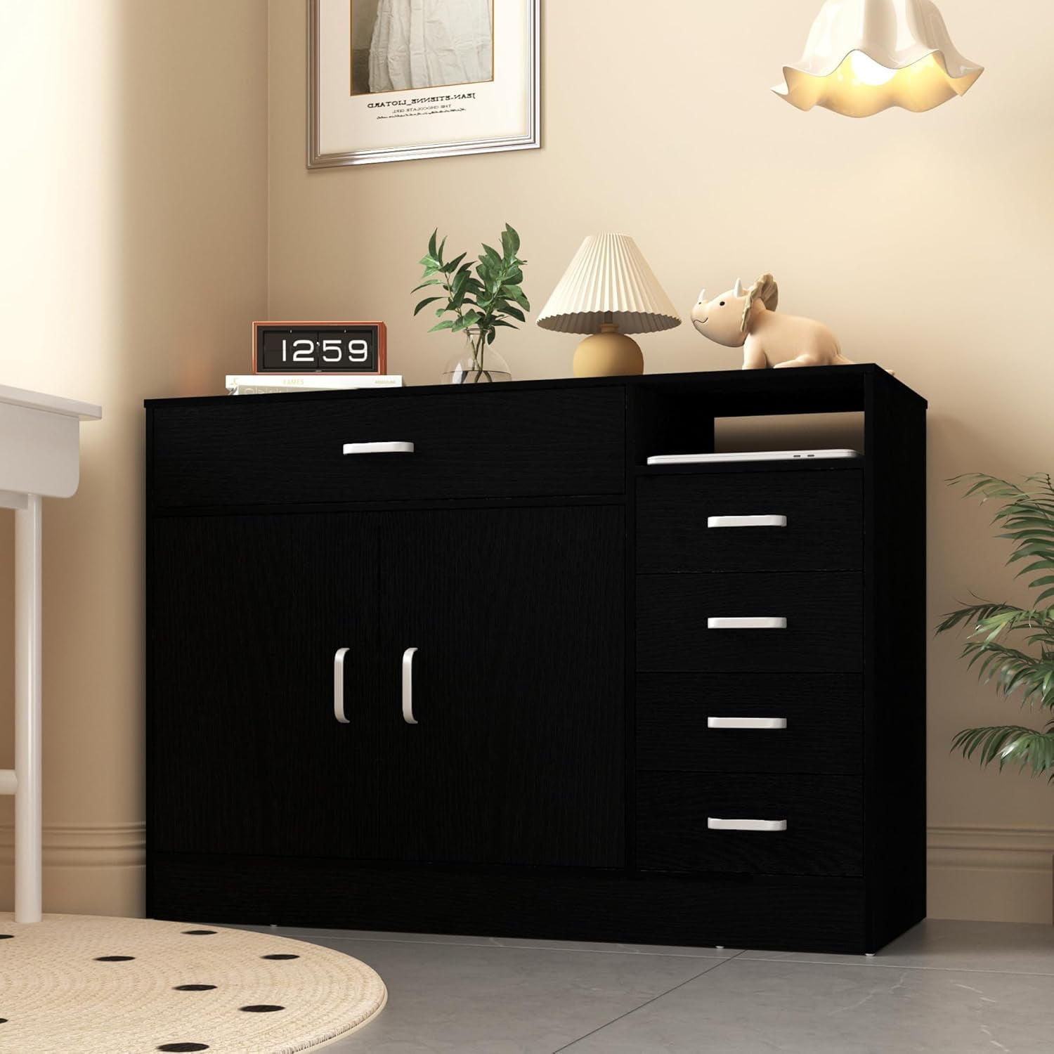 Storage Cabinet,Modern Office Storage Cabinet with 2 Doors and 5 ...