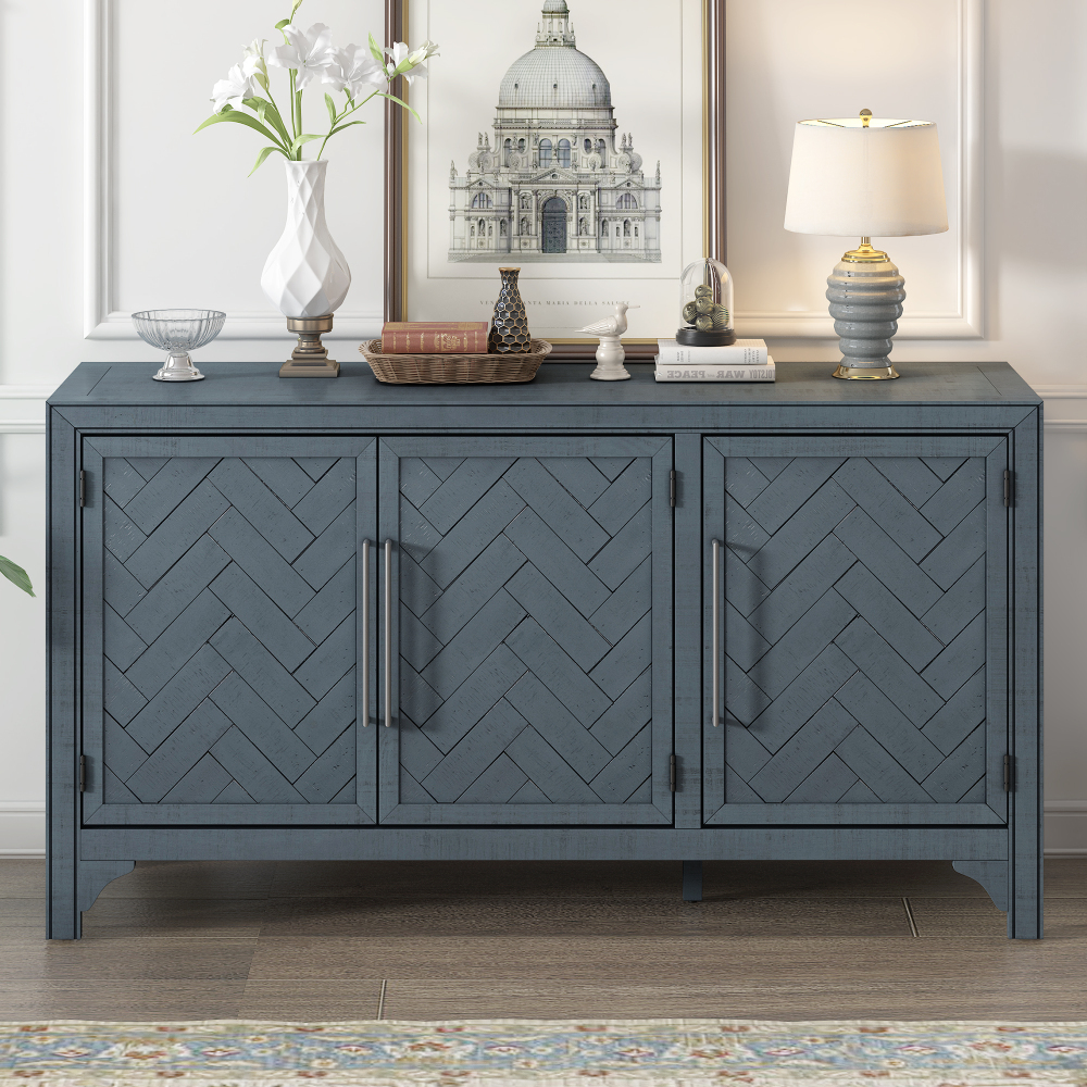 Storage Cabinet Sideboard with MDF+Pine Veneer , Adjustable Shelves for ...