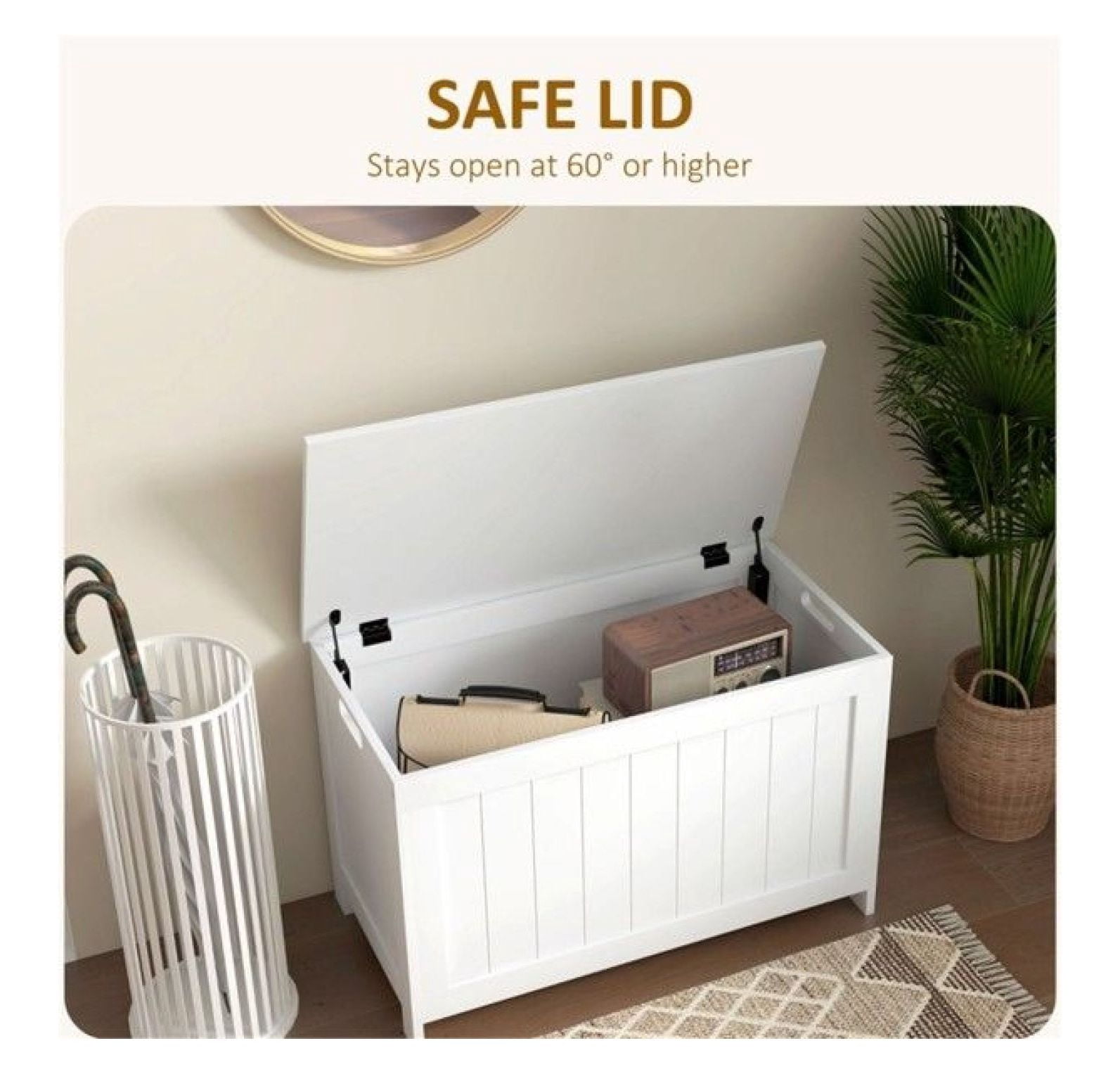 Storage Cabinet, White Wooden Chest Trunk - Multifunctional Storage Box ...