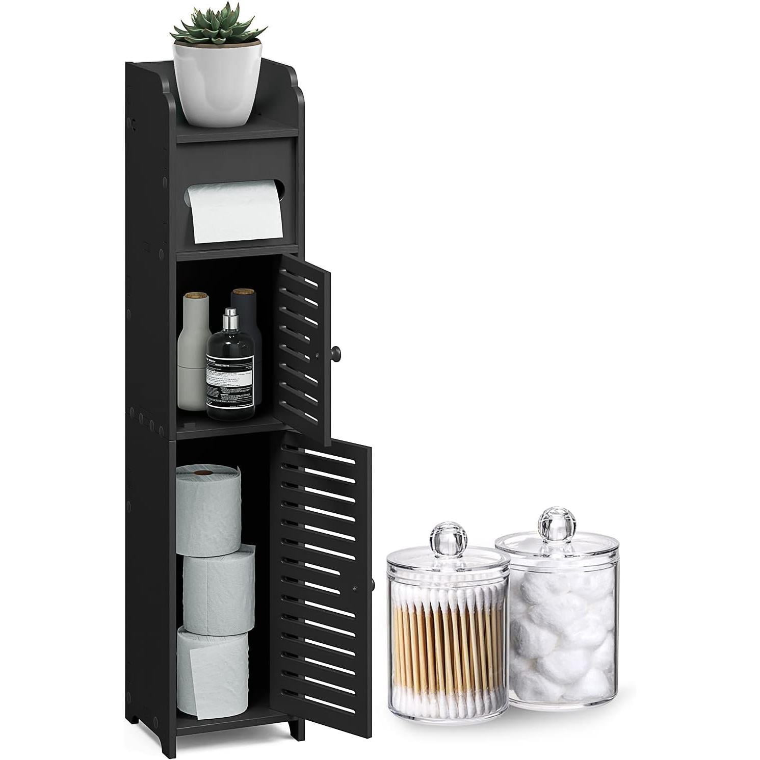 Storage Cabinet With Doors for Toilet Paper, Floor Standing Bathroom ...