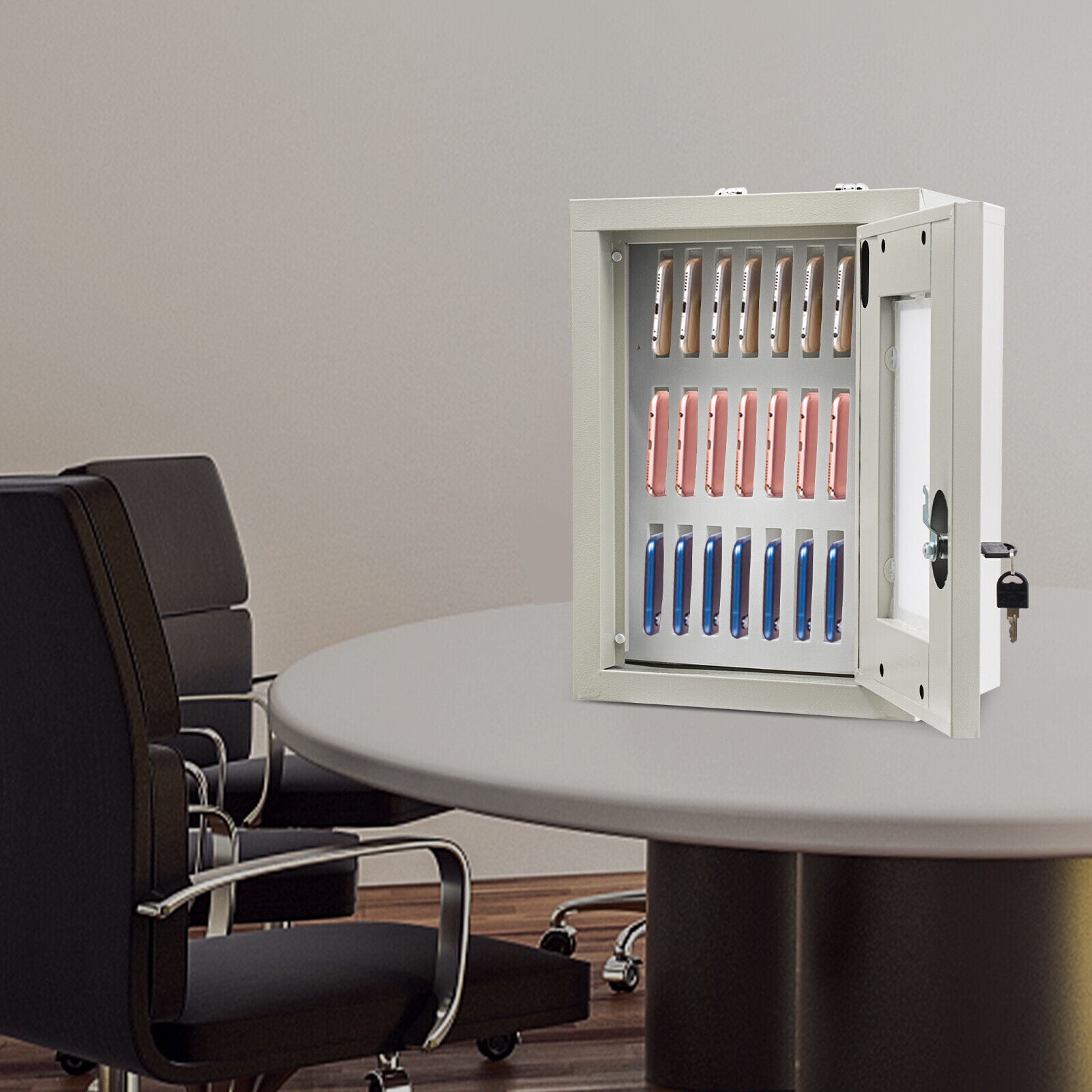 Storage Cabinet for Cell Phones, Modern Silver Cell Phones Storage ...