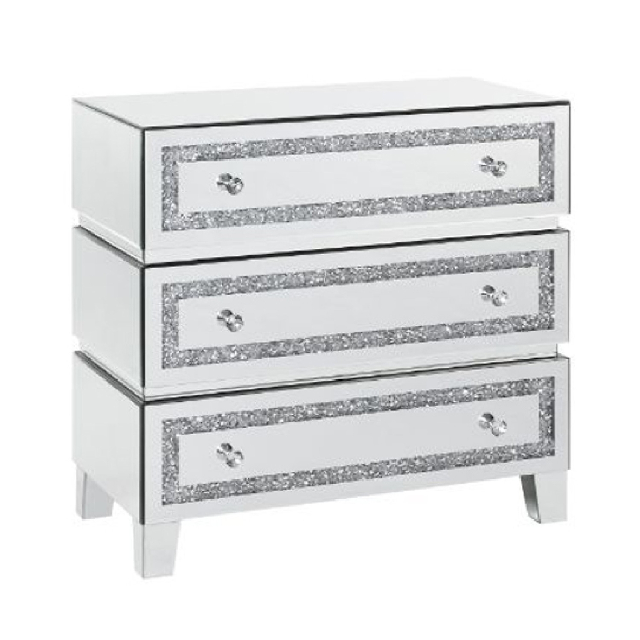 Saltoro Sherpi Silver Storage Cabinet with 3 Drawers and Faux Diamond ...