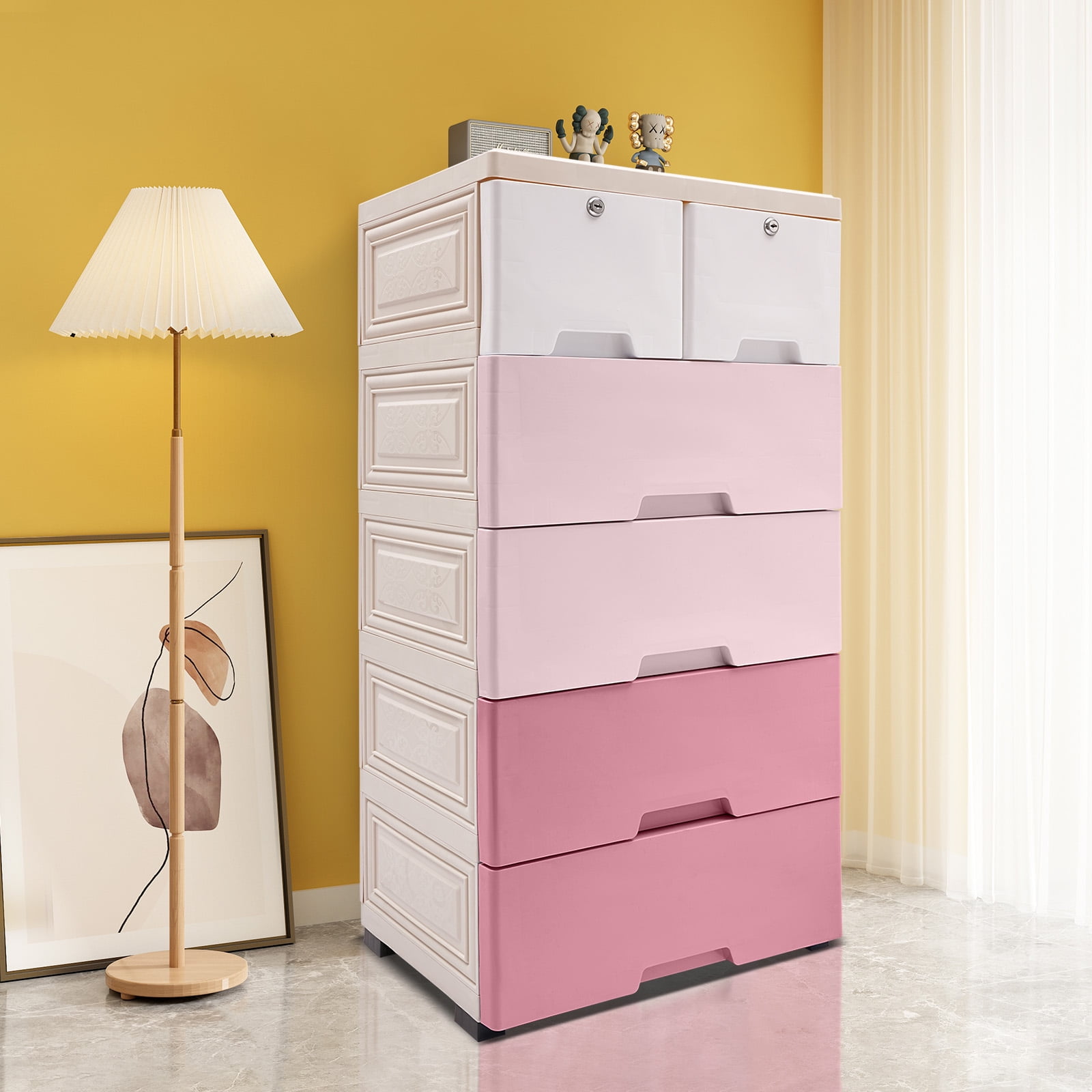 Storage Cabinet with Drawers, Closet Drawers Tall Dresser Organizer ...