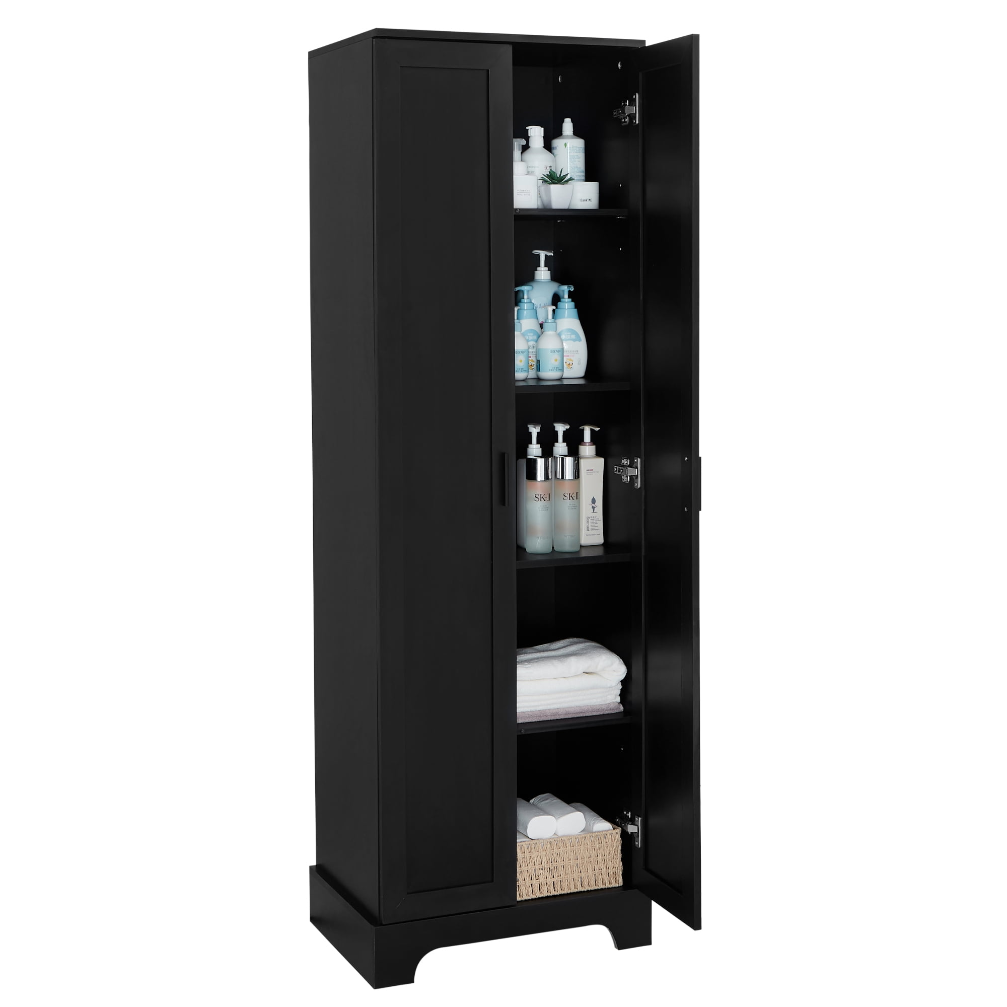 Storage Cabinet with Two Doors Adjustable Shelves Kitchen Pantry ...