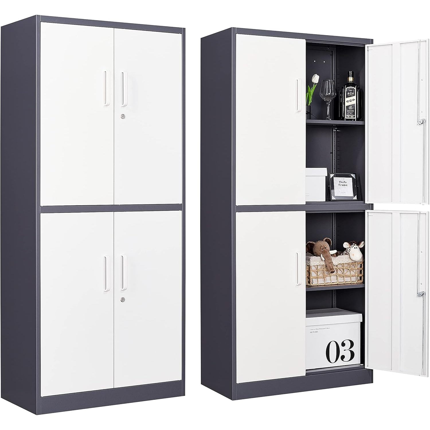 Storage Cabinets With Doors And Shelves,71" Metal Garage Storage ...