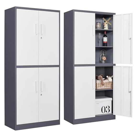 Storage Cabinets With Doors And Shelves, 71'' Metal Garage Cabinet ...