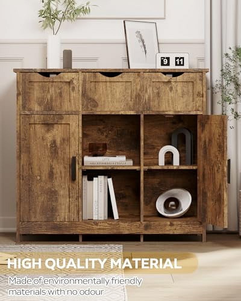 Storage Cabinets，Wooden Floor Cabinet，with Drawers and Shelves Storage ...