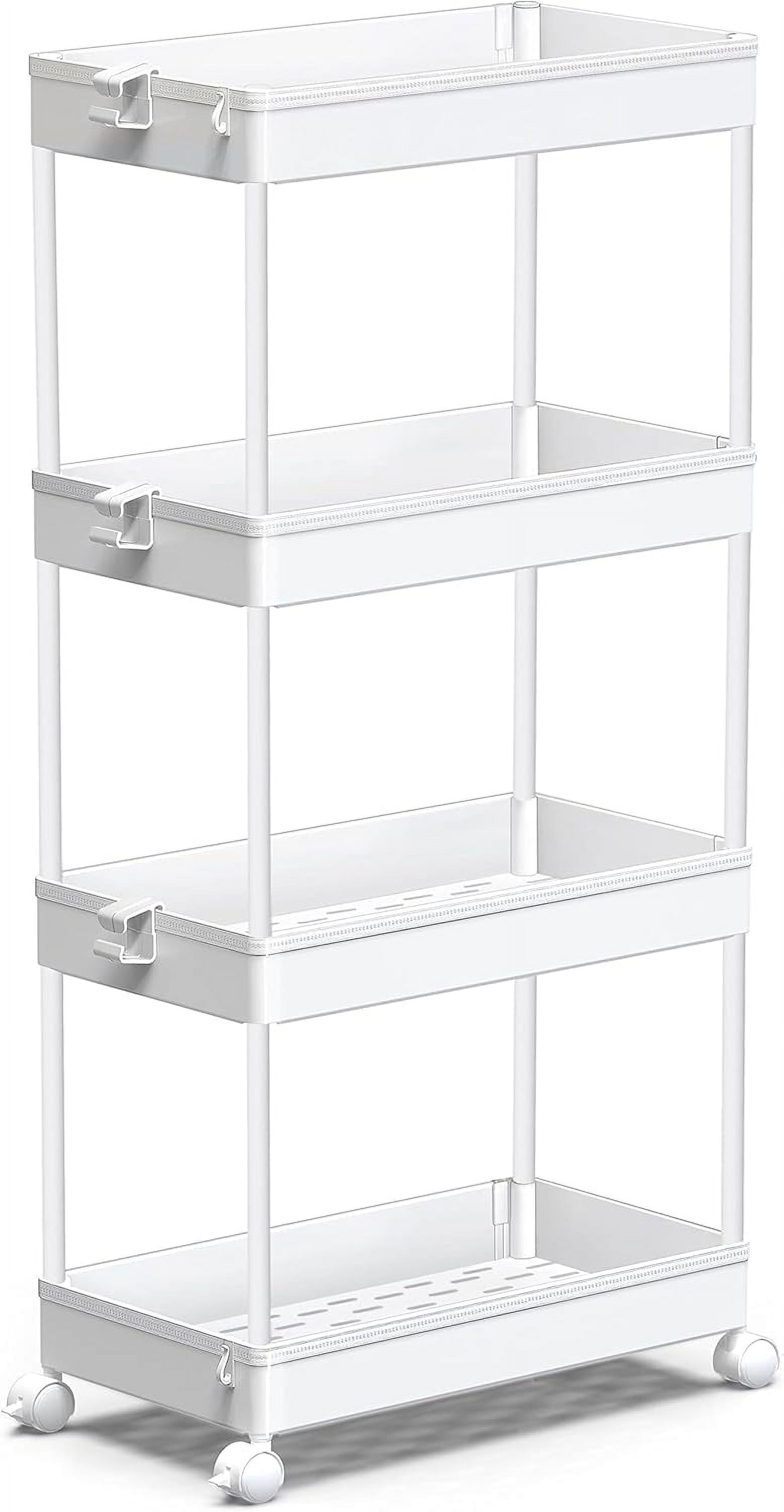 Storage Cart, 4-Tier Mobile Shelving Unit, Bathroom Rolling Cart ...