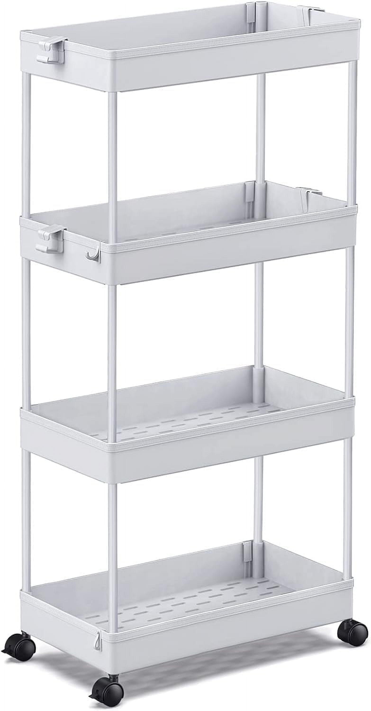 Storage Cart, 4-Tier Mobile Shelving Unit, Bathroom Rolling Cart ...