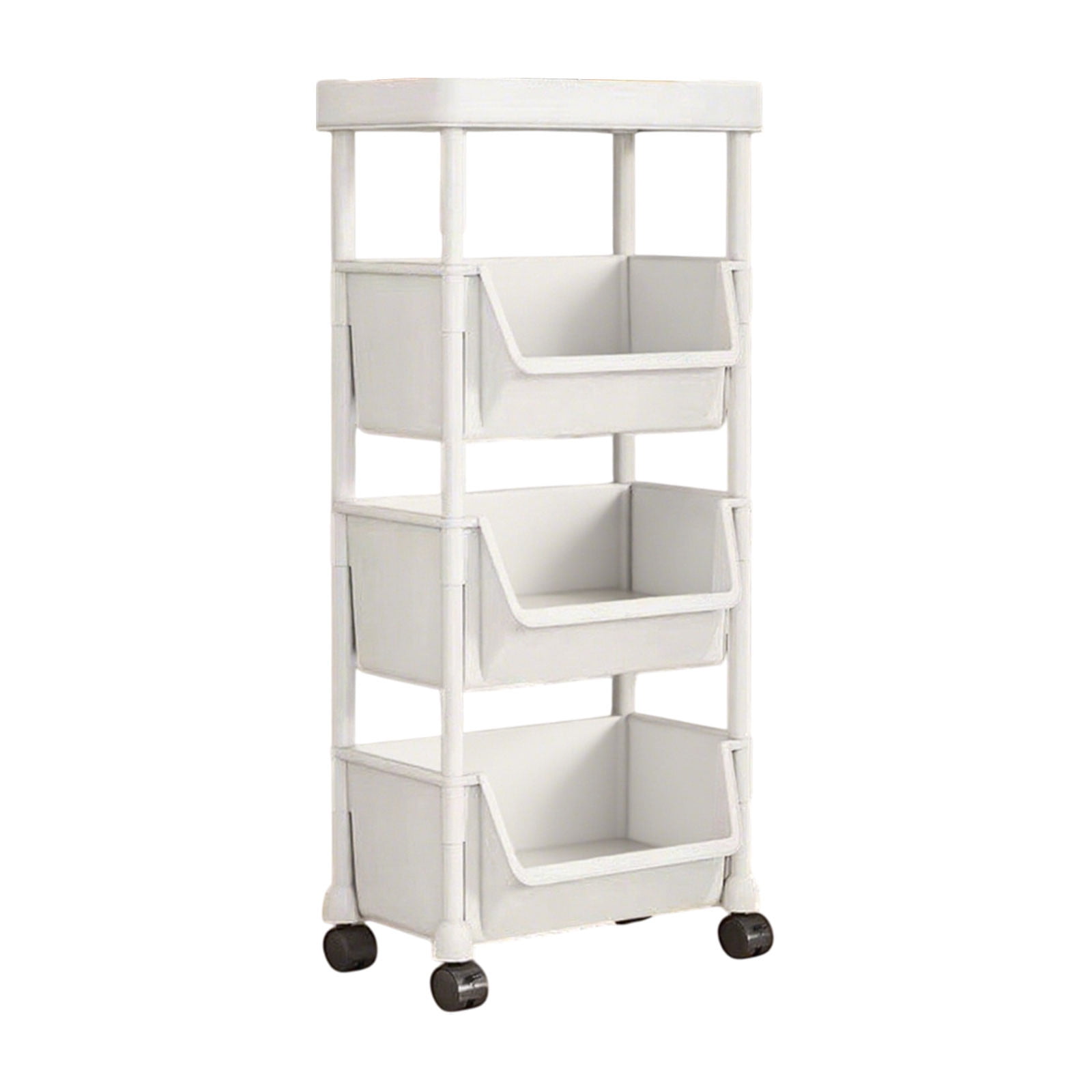 Storage Cart 4-Tier Rolling Storage Cart with Wheels, Multi-Functional ...