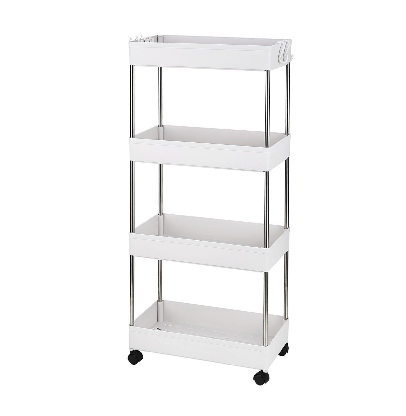 Storage Cart 4-Tier Slide Out Rolling Utility Cart Storage Organizer ...