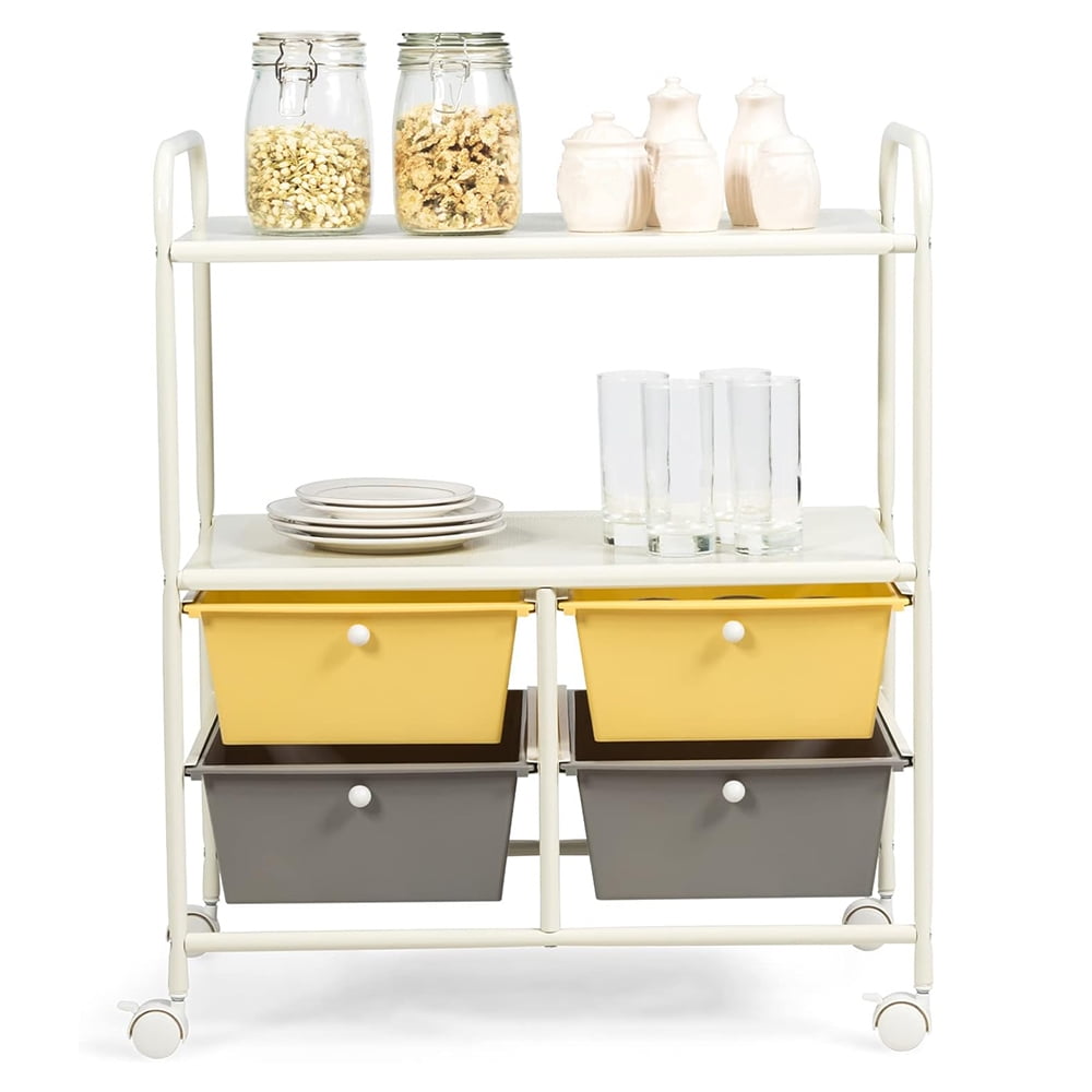 Storage Cart, Mobile Storage Organizer, 4-Drawer Utility Cart with ...