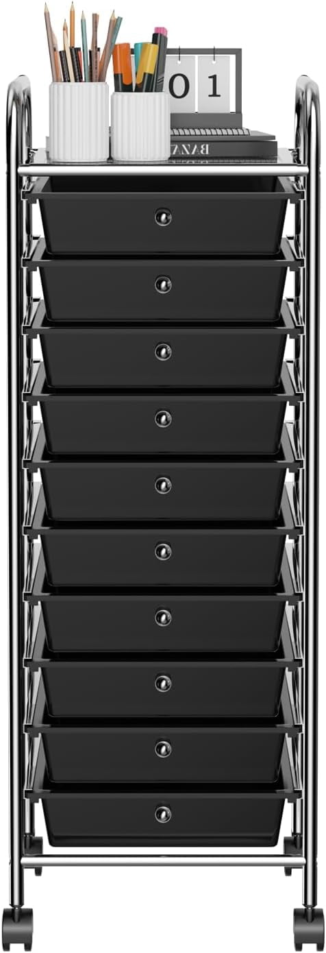 Storage Cart, Rolling Utility Cart with 10 Drawers, Portable Handles ...