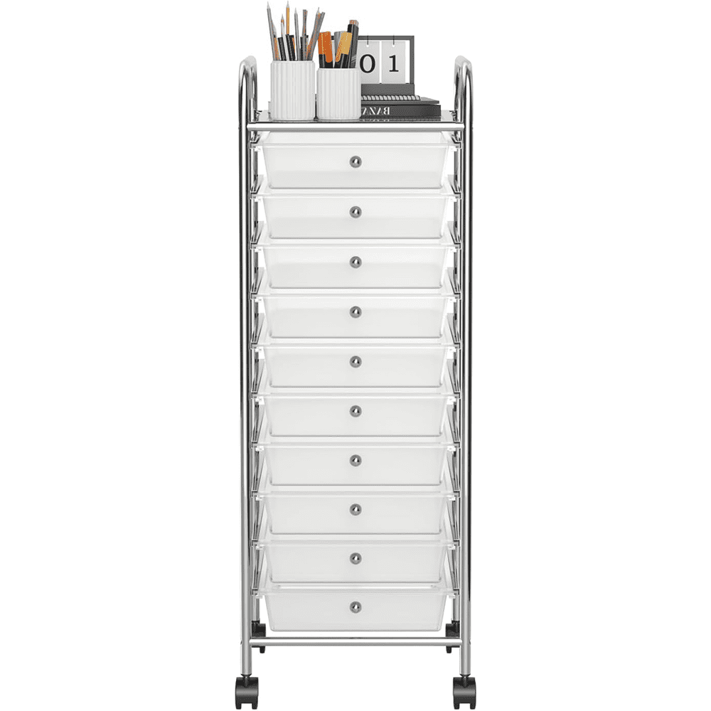 Storage Cart, Rolling Utility Cart with 10 Drawers, Portable Handles ...