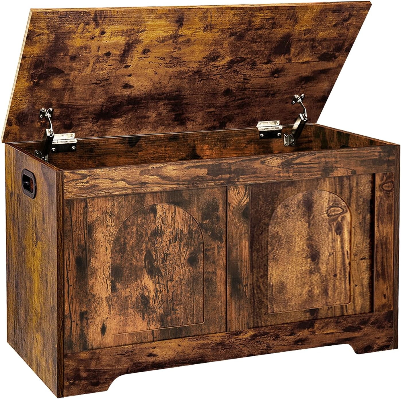 Storage Chest, 31.5”Wooden Storage Trunk with 2 Safety Hinges, Entryway ...