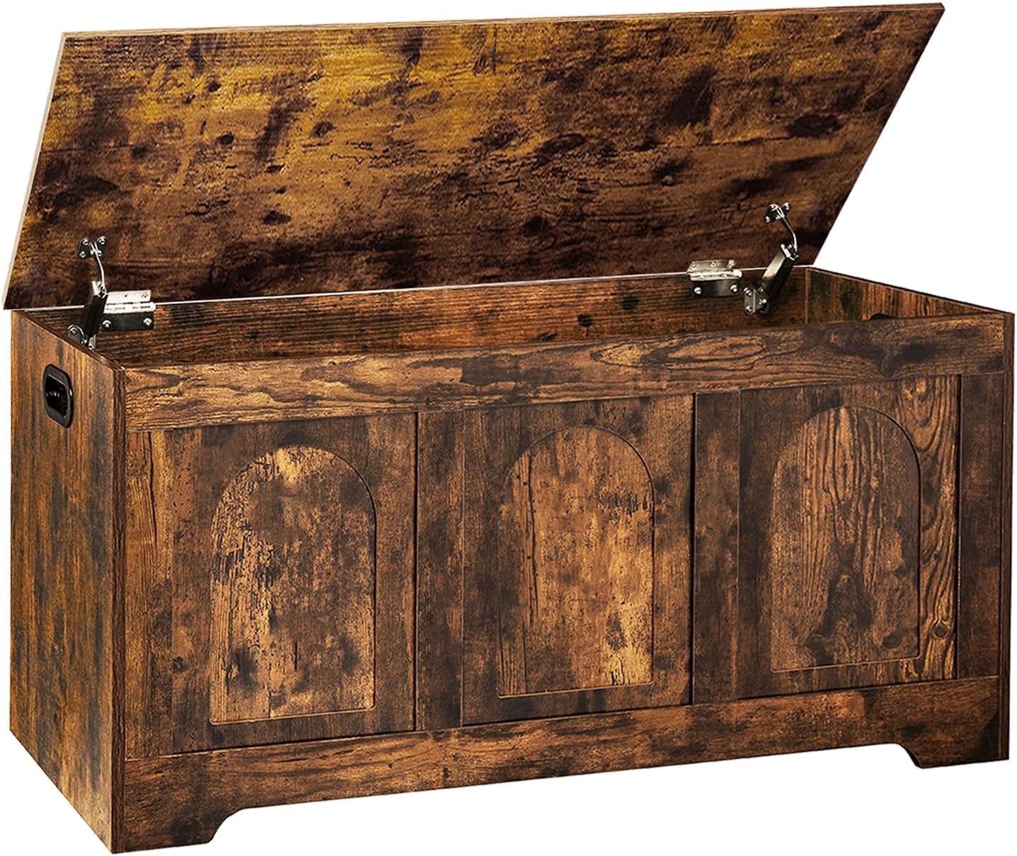 Storage Chest, 39.4" Rattan-Like Storage Box with 2 Safety Hinges ...