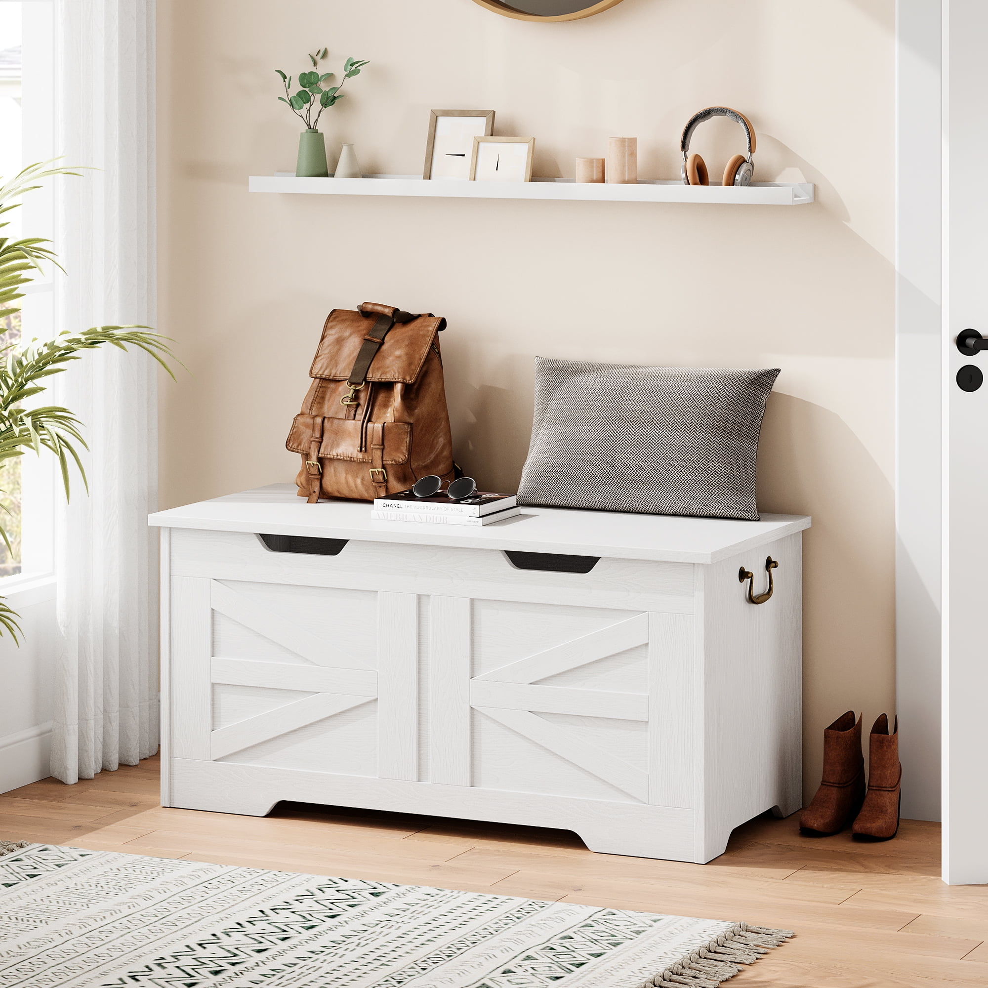 "Rustic Wooden Storage Chest, 39.4"" Toy Box for Boys Girls, Large ...