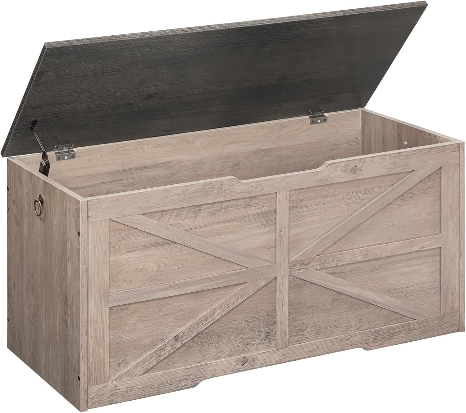 Storage Chest, 39.4" Wooden Storage Trunk, Retro Storage Bench with ...