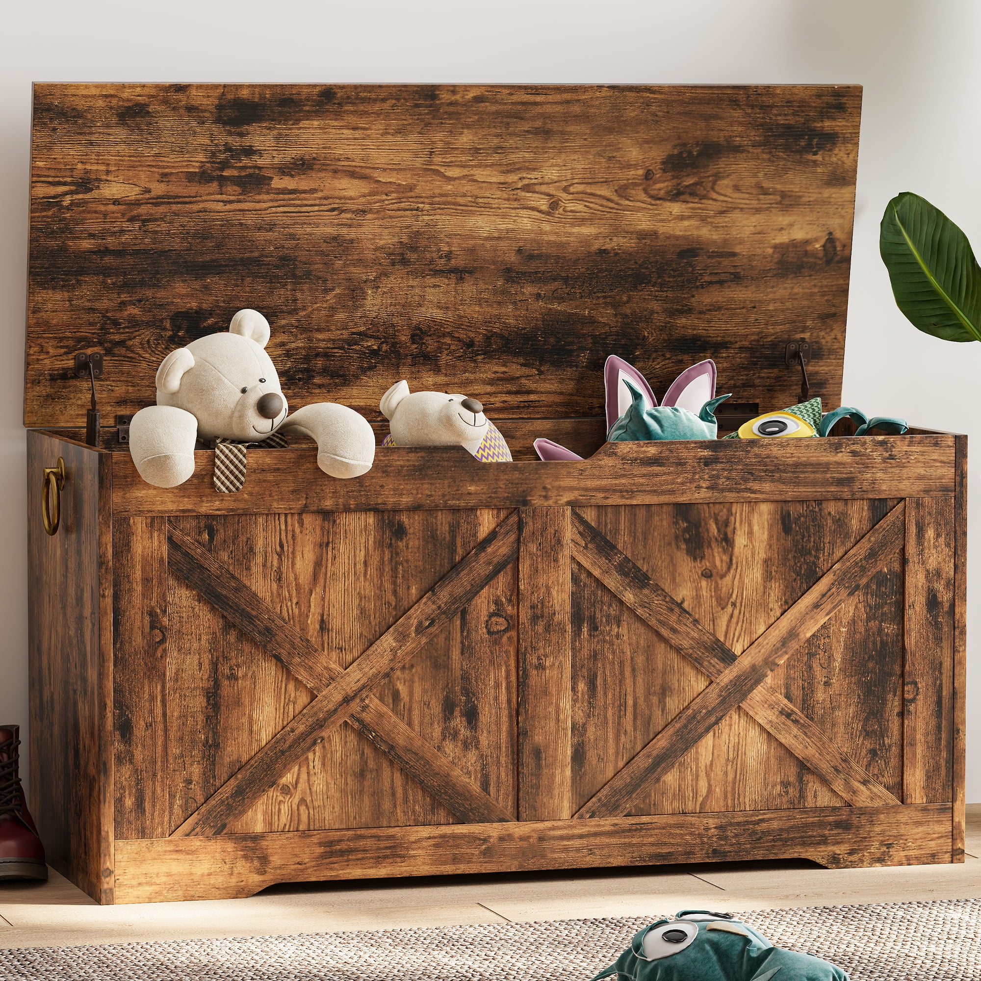 Storage Chest, 40" W Wooden Storage Bench, Storage Trunk With Lift-Top ...