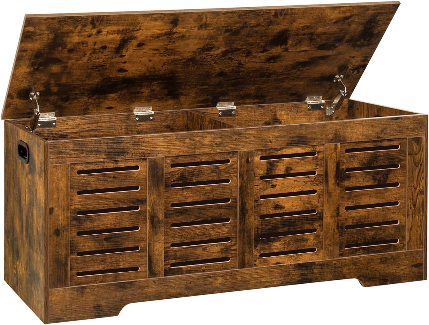 Storage Chest, 47.3” Wooden Toy Box with 2 Safety Hinges, Retro ...