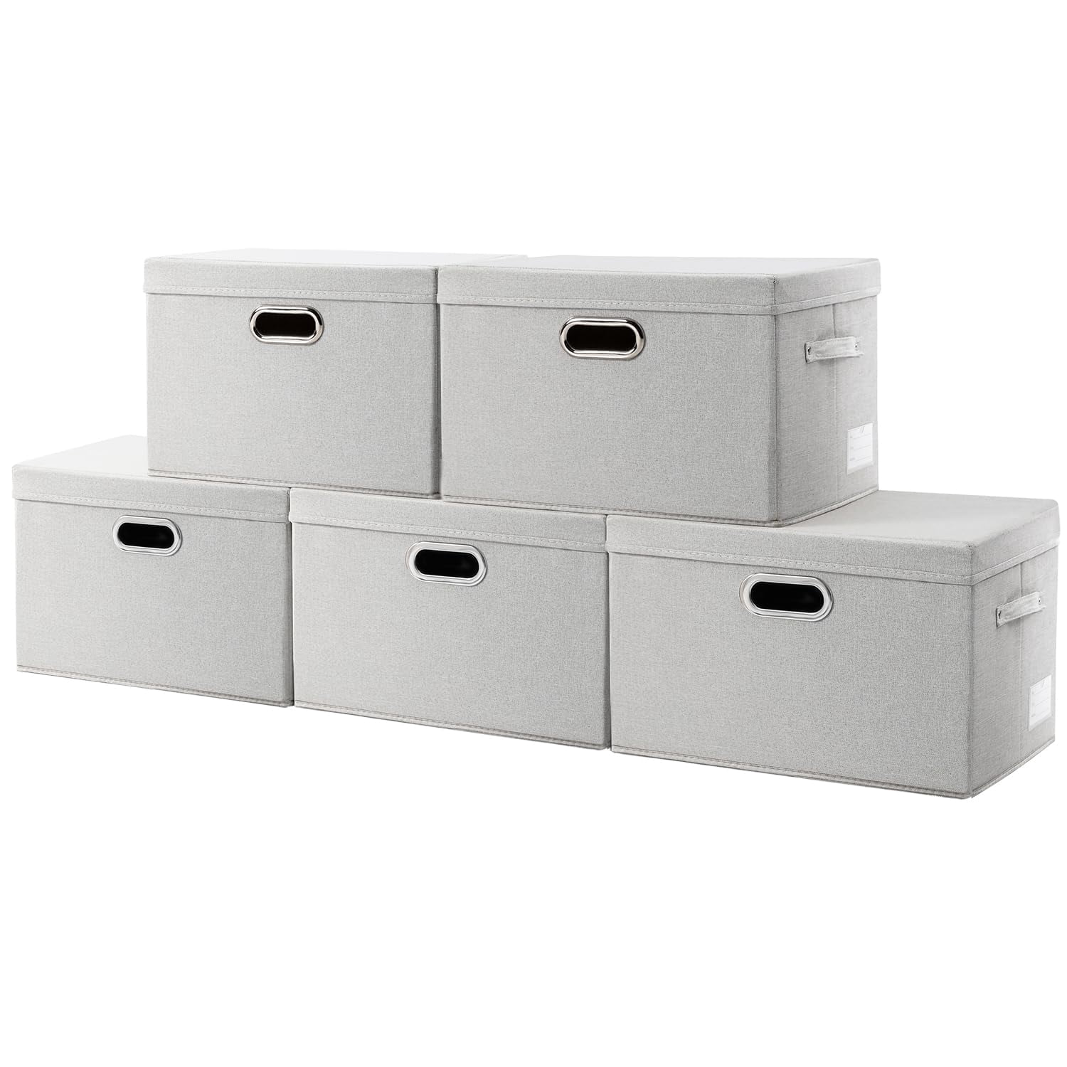 Storage Chest Boxes Beige L(5-Pack) Foldable Home Organization ...