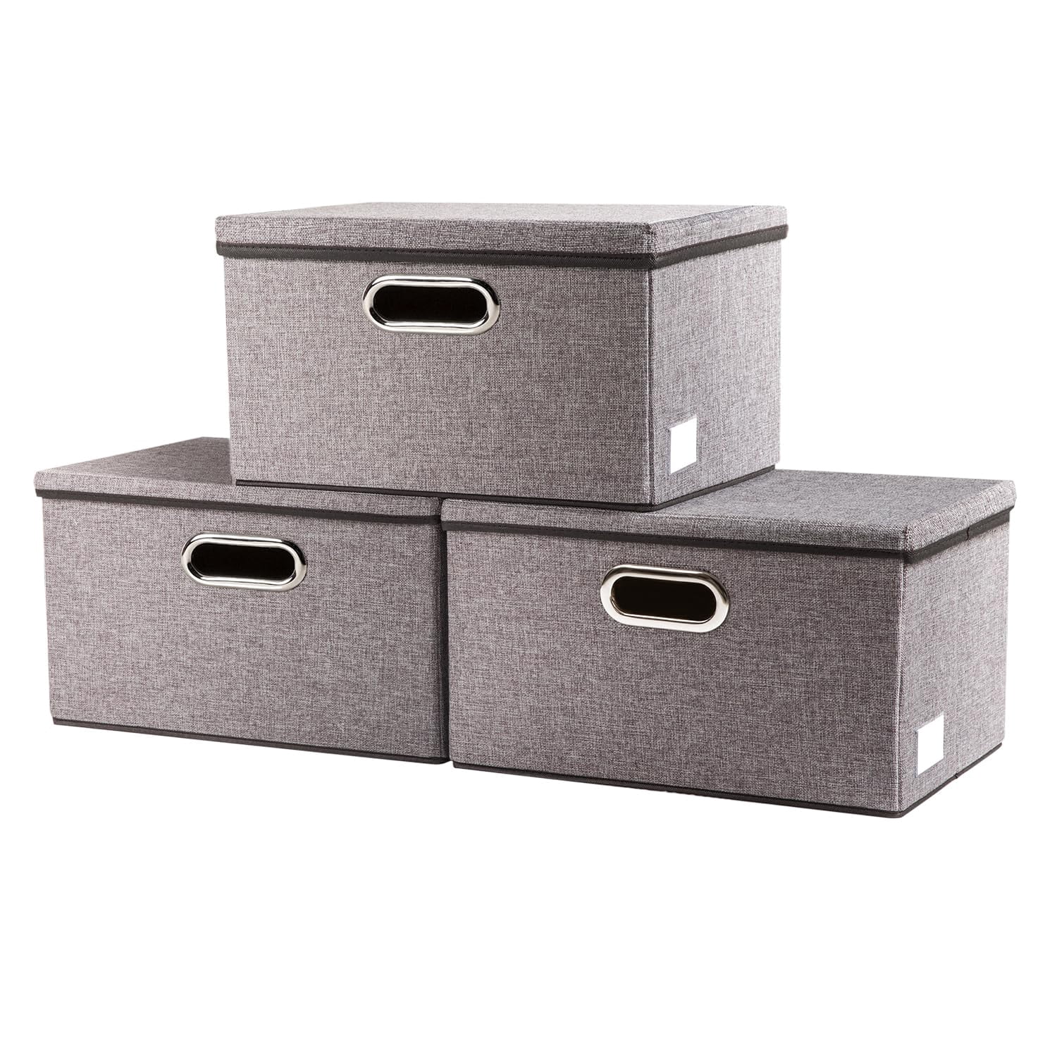 Storage Chest Boxes Gray S(3-Pack) Foldable Linen Fabric Home ...
