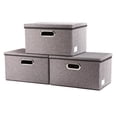 Storage Chest Boxes Gray S(3-Pack) Foldable Linen Fabric Home ...