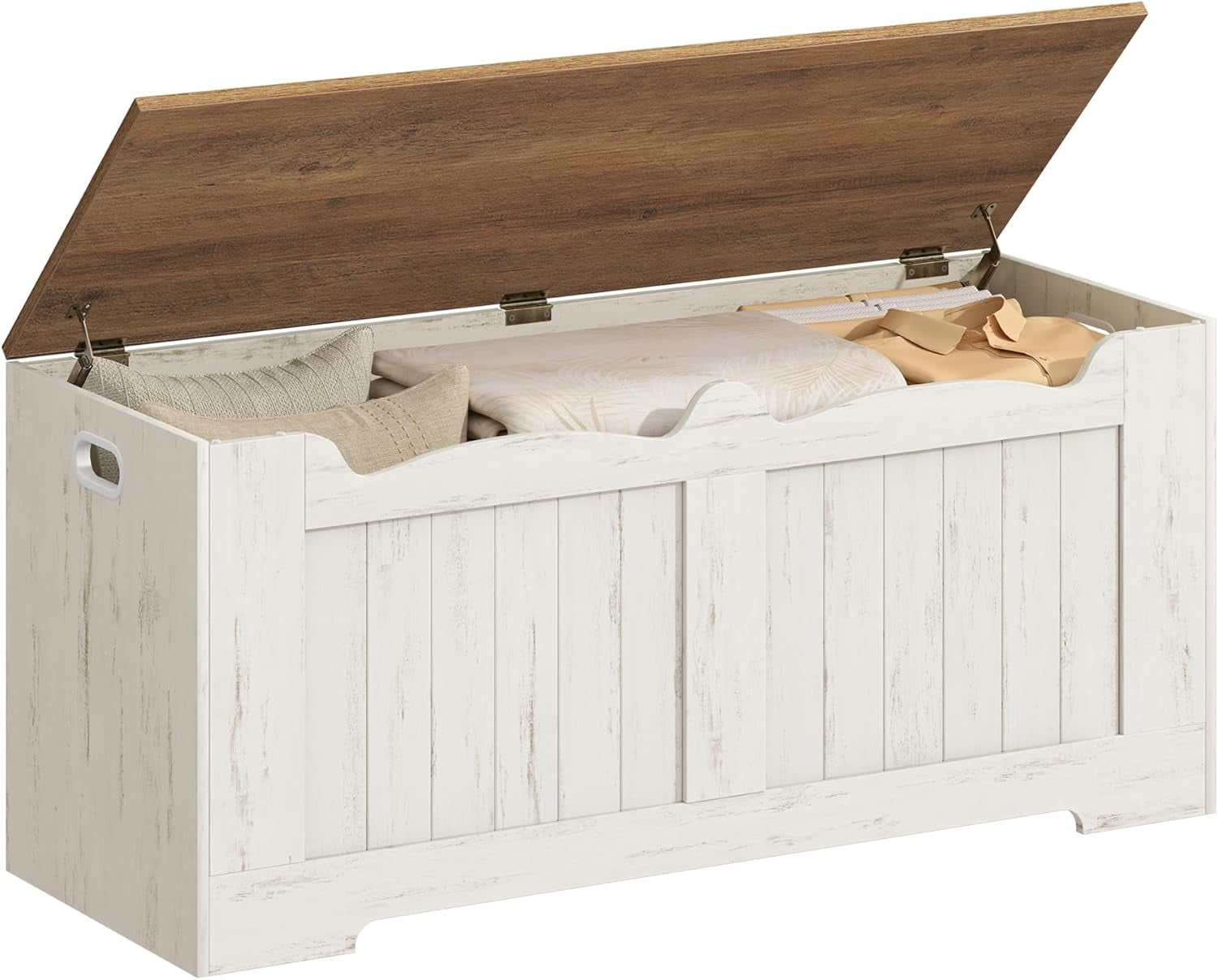 Storage Chest, Extra Large Storage Bench Trunk with 2 Hinges, Wooden ...