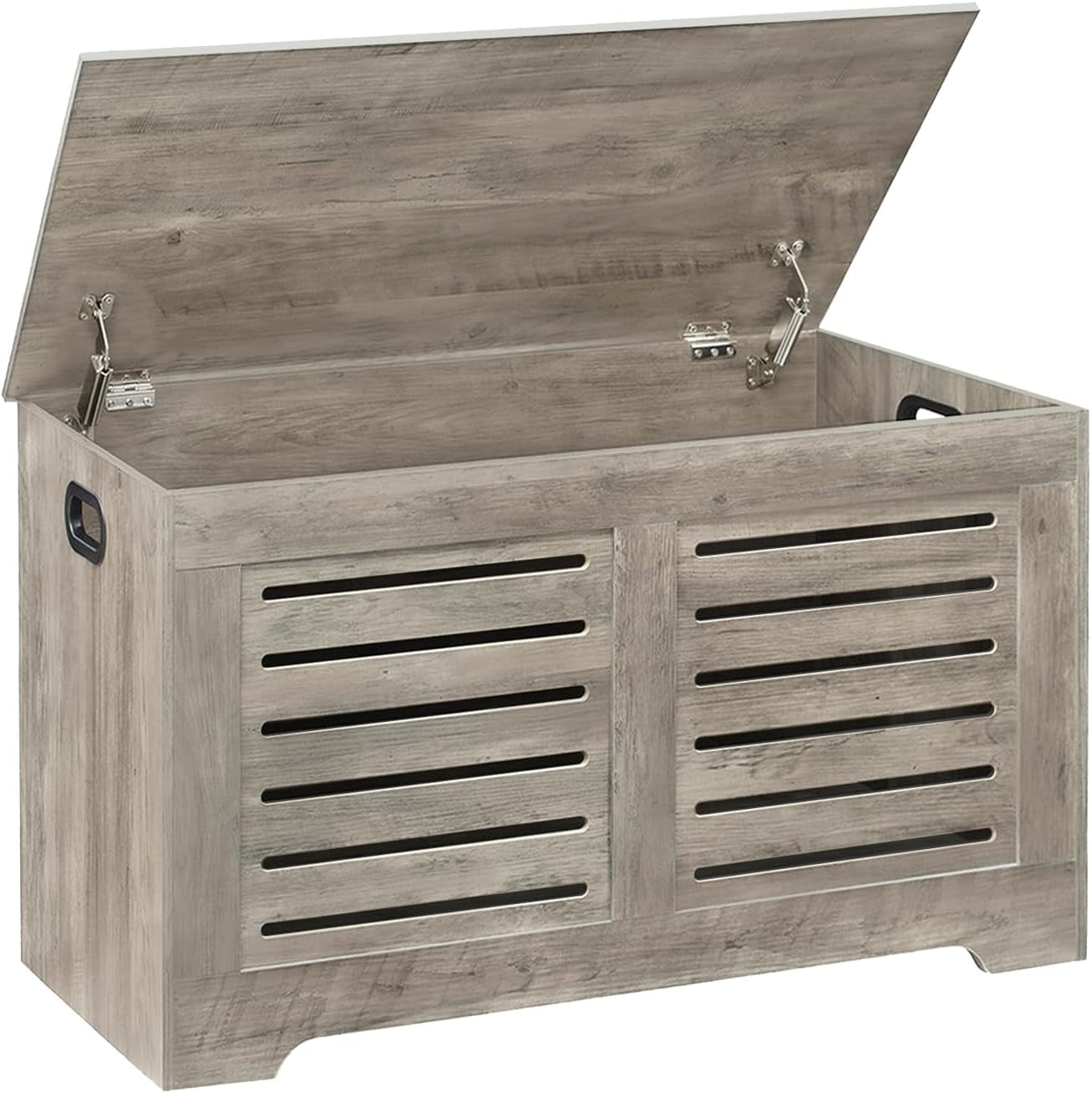 Storage Chest, Flip-Top Wooden Toy Box with 2 Safety Hinges, Entryway ...
