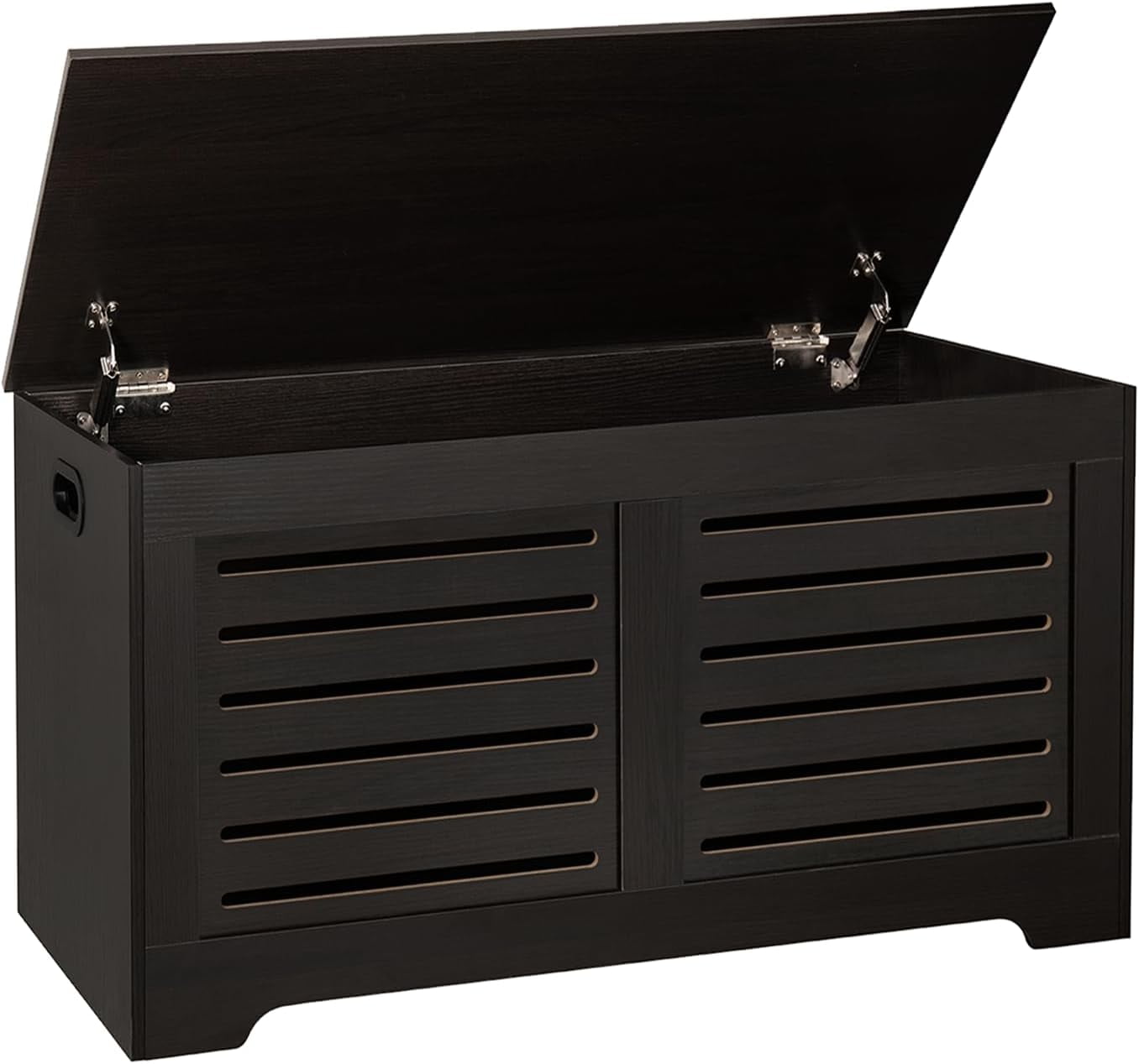 Storage Chest, Flip-Top Wooden Toy Box with 2 Safety Hinges, Retro ...