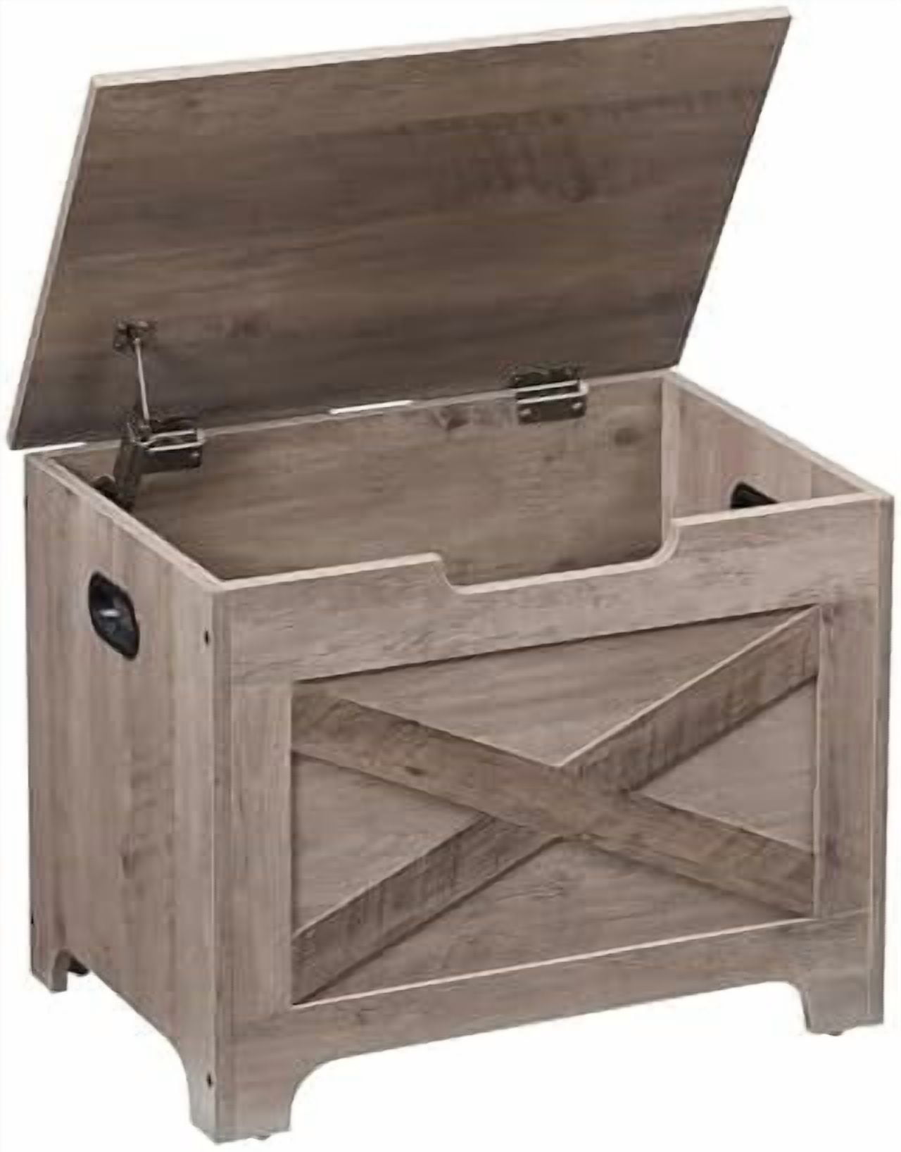 Storage Chest, Storage Bench with Safety Hinge, Farmhouse Style Wooden ...