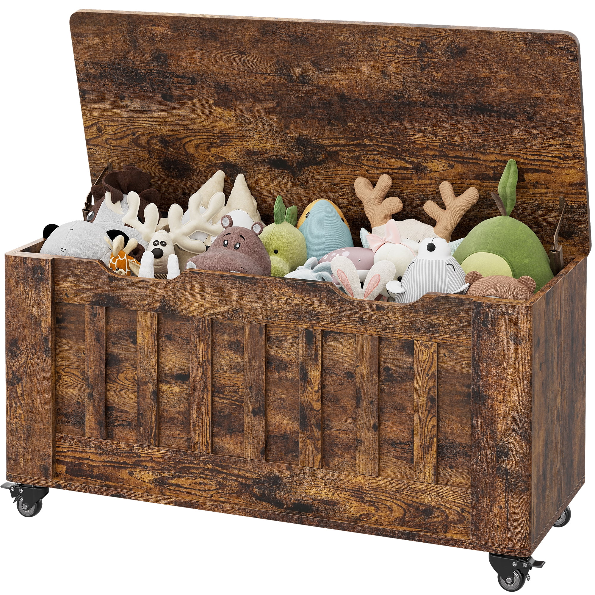 Storage Chest, Storage Trunk With 4 Wheels, 39.4" Wooden Storage Bench ...