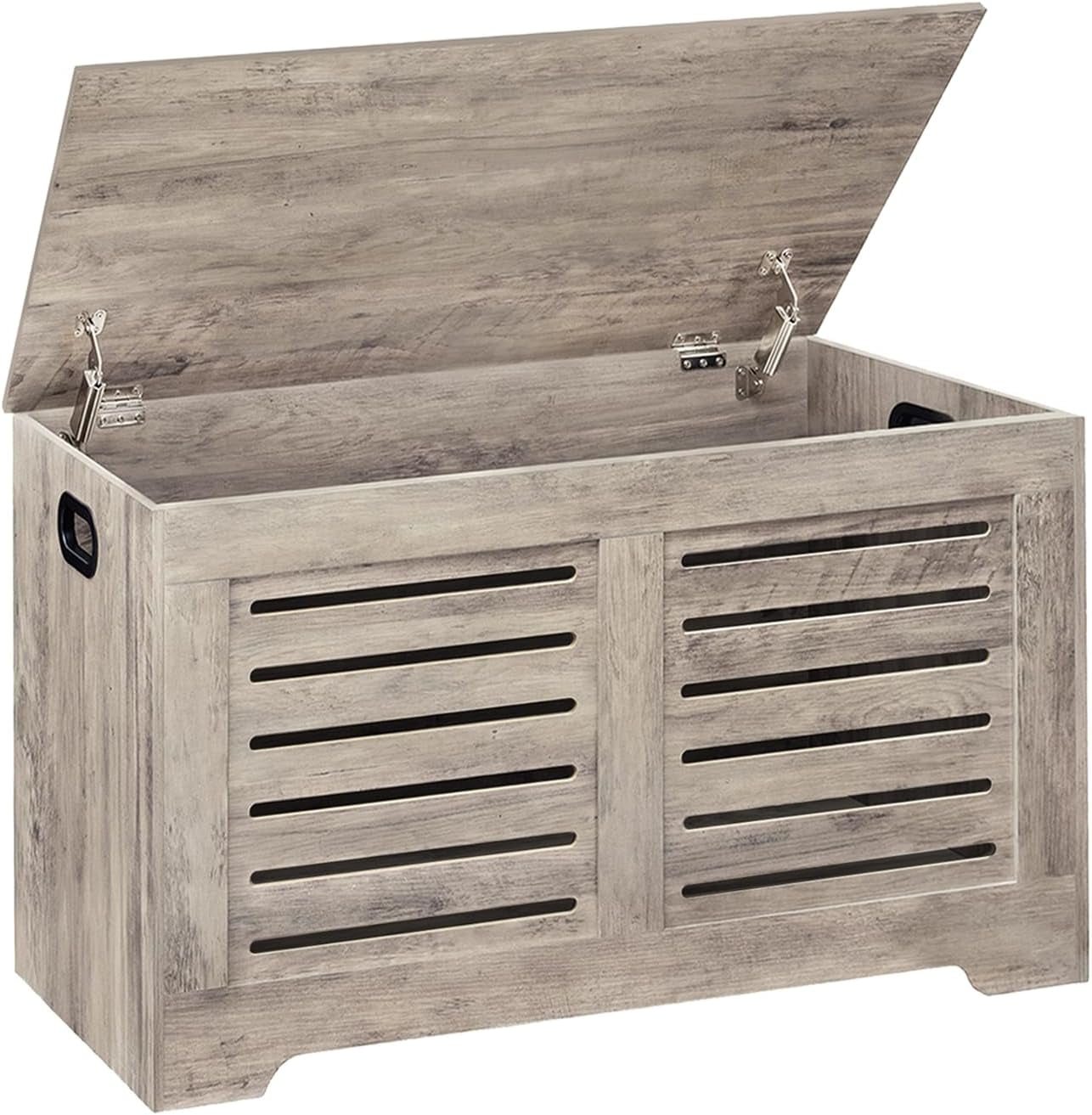 Storage Chest, Wooden Toy Box Organizer with 2 Safety Hinges, Flip-top ...