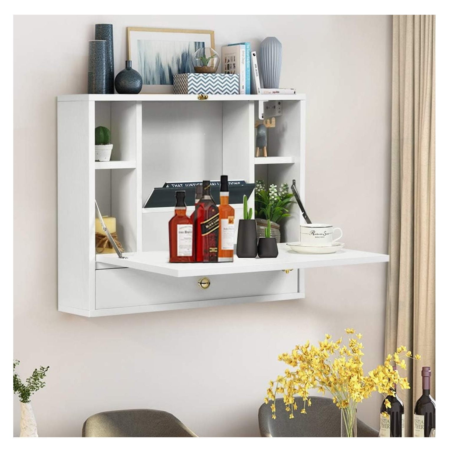 Storage Chests,Wall Foldable Cabinets,Hideaway Storage with Drawer ...